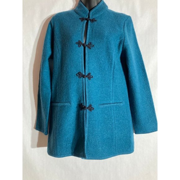 Appleseed's | Jackets & Coats | Appleseeds Womens 0 Wool Turquoise Floral Loop Blazer Jacket ...